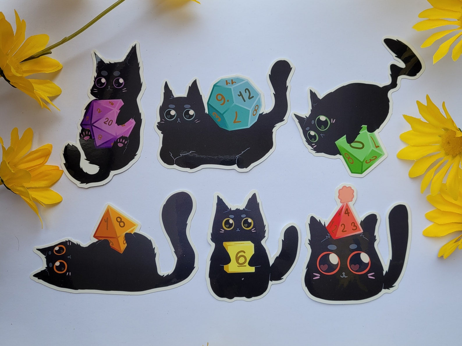 D&D Cats - Glossy Stickers // Dnd, Dice, Cute, Animal, Fantasy, Ttrpg ...
