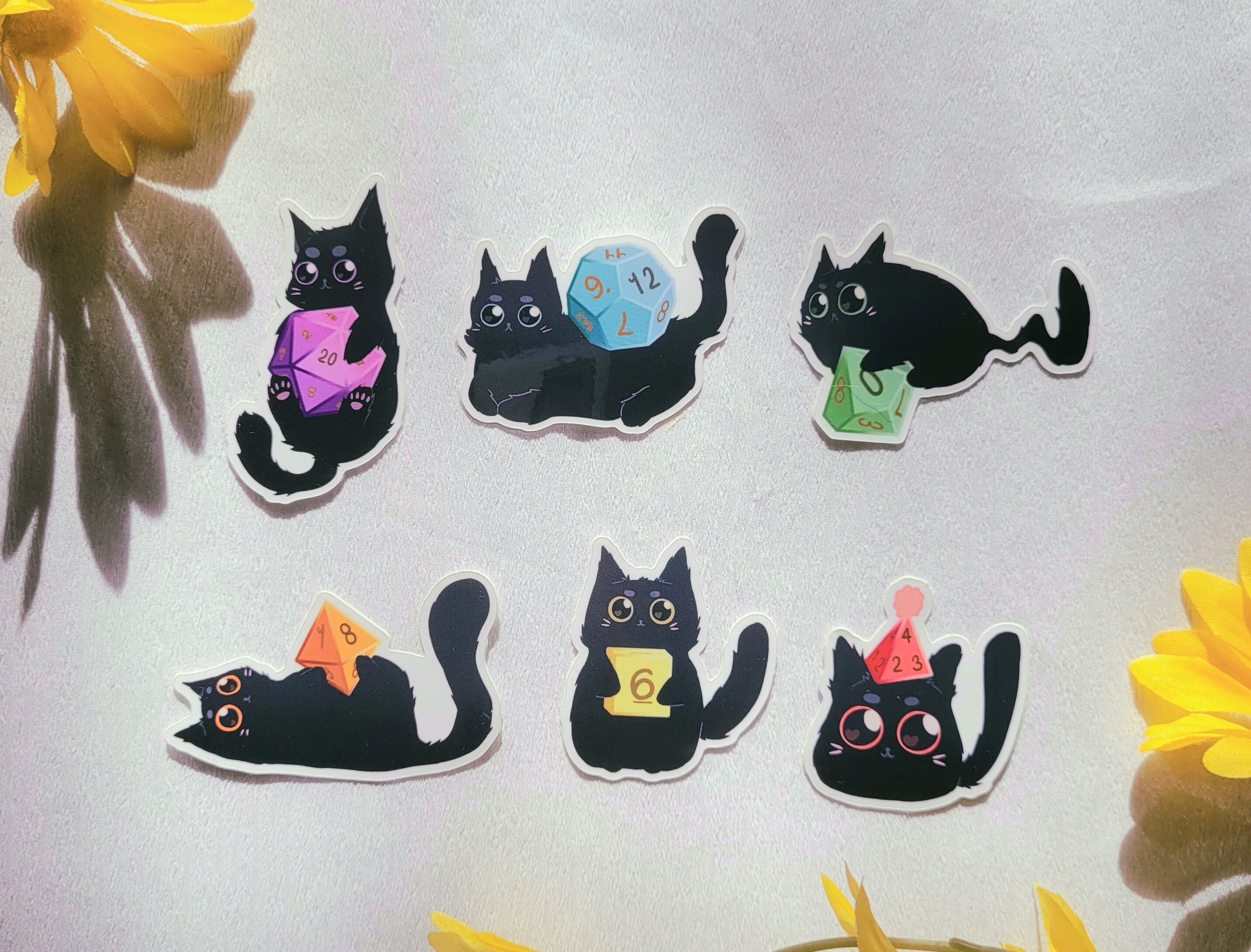 Mini Set D&D Cats Glossy Stickers // Dnd Dice Cute - Etsy