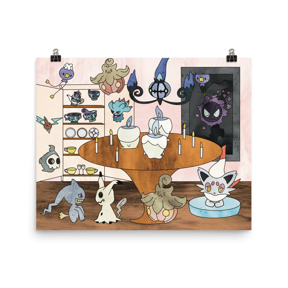 16 X 20 Stained Glass Inspired Ghost Type Pokémon Poster Printed on ...