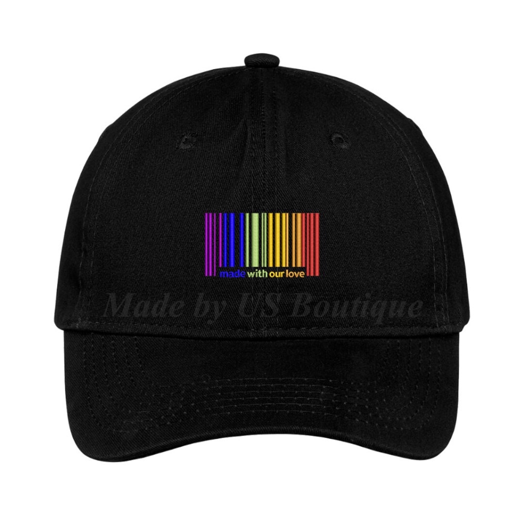 Rainbow Barcode Hat Made With Our Love Embroidered Baseball Dad Cap ...