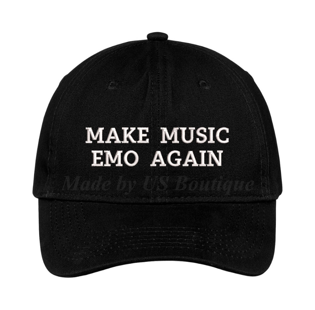 Make Music Emo Again Hat Embroidered Baseball Dad Cap MAGA HAT, Emo Hat ...