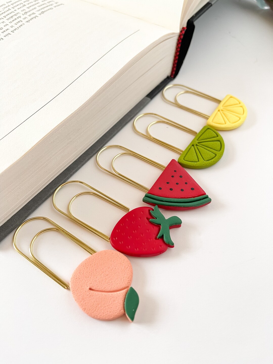 Fruit Paper Clip Bookmarks + Bookmarks + Colorful Book Accessories - Etsy