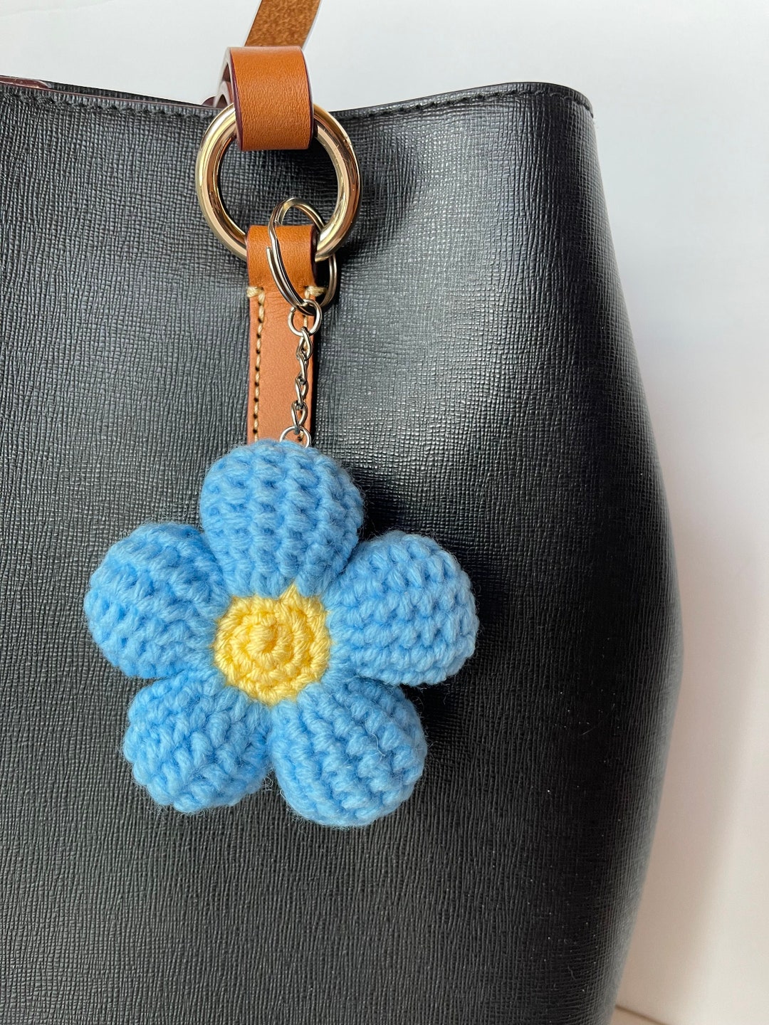 Blue Flower Crochet Keychain Crochet Daisy Gift Amigurumi - Etsy