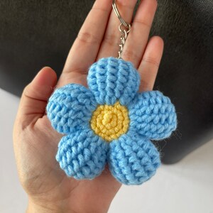 Blue Flower Crochet Keychain Crochet Daisy Gift Amigurumi - Etsy