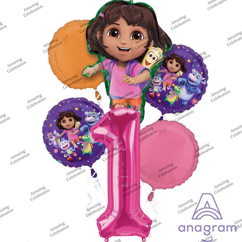 Dora the Explorer Balloon Bouquet: Licensed Birthday Party Decoration ...