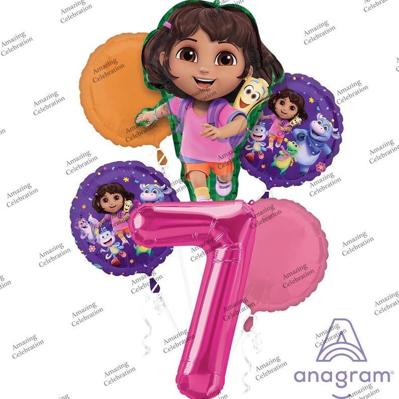 Dora the Explorer Balloon Bouquet: Licensed Birthday Party Decoration ...