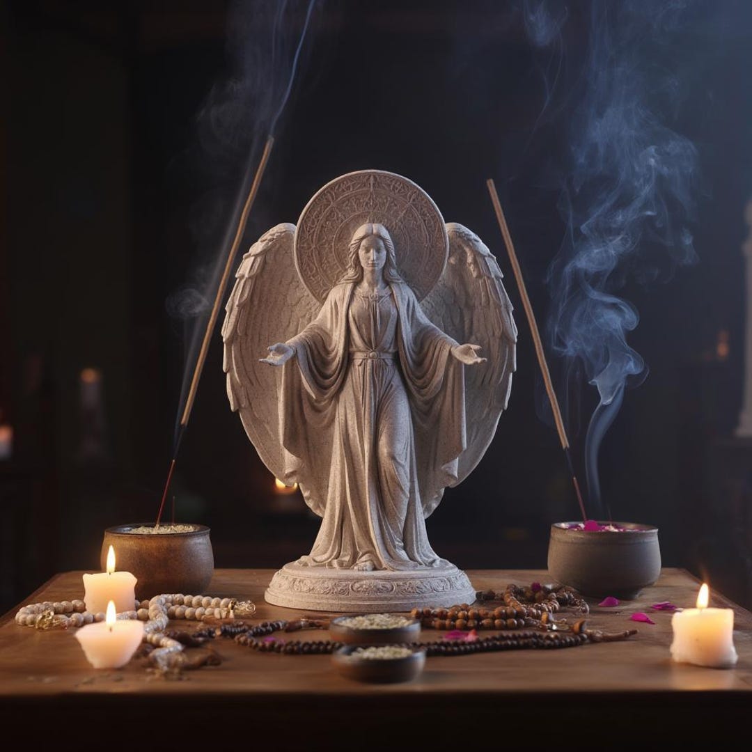 Harmozel Gnostic Statue – Archon Luminary Figure With Wings and Halo ...