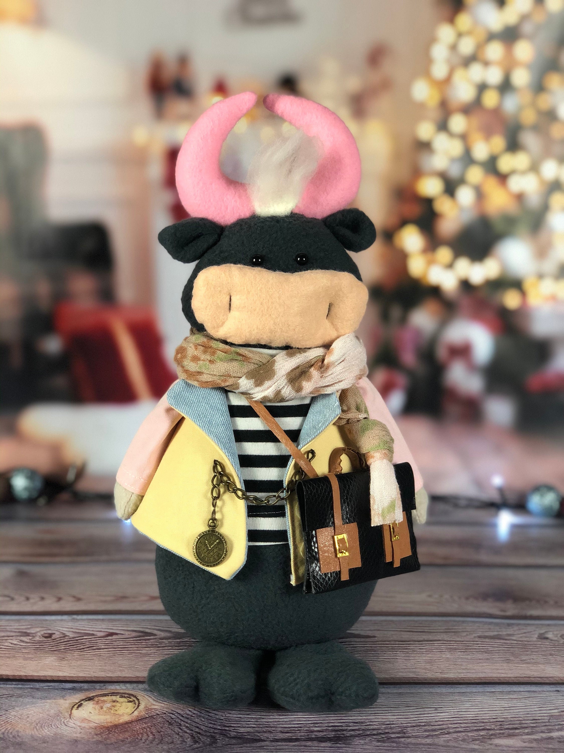 Toys & Games Toys Bull 2021 symbol Crochet bull Stuffed cow toy cow ...