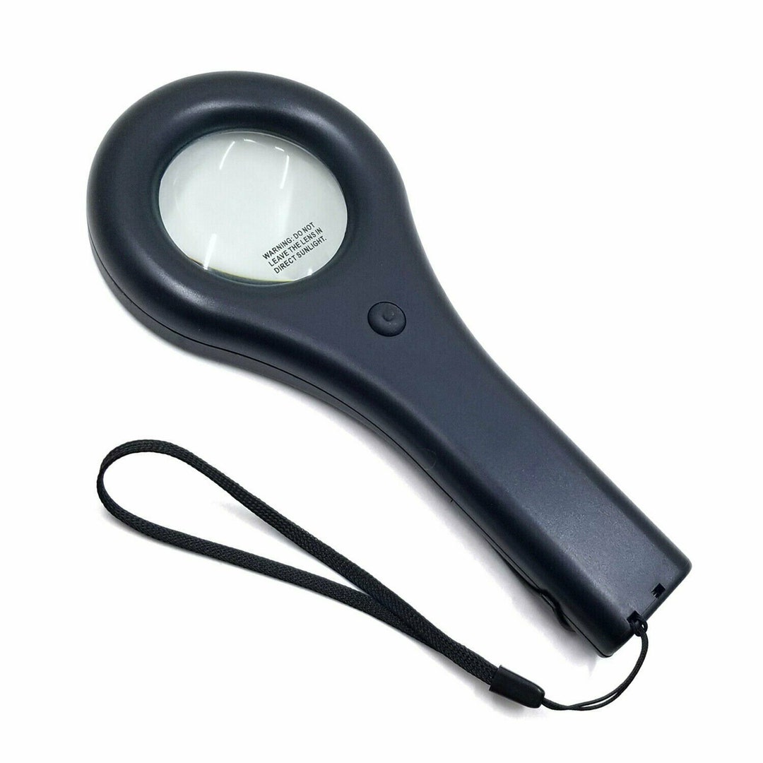 5x Power 12-LED Illuminated Handheld Magnifier W/ Stand Reading Stamp ...