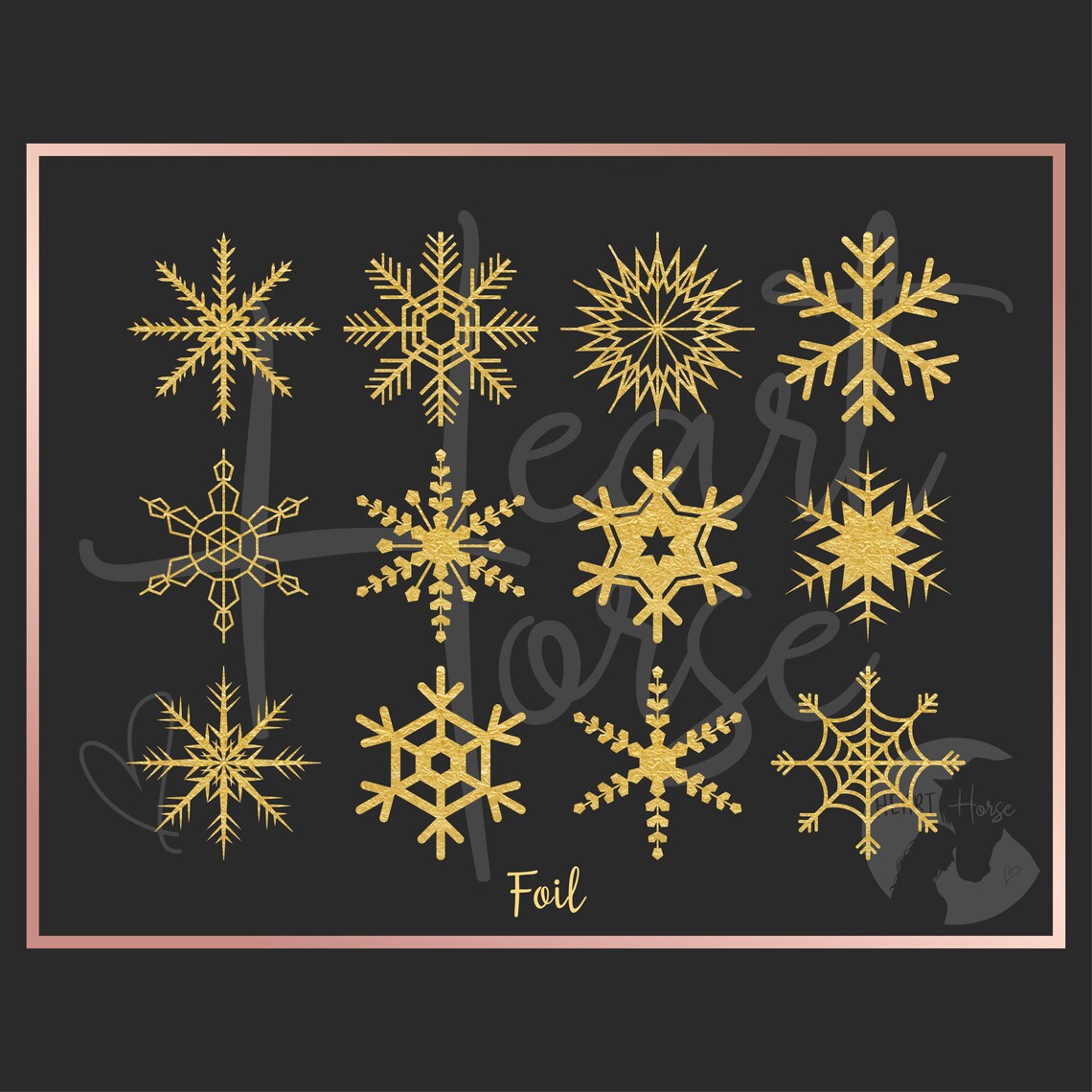 Gold Snowflakes Clip Art Set, Gold Glitter, Gold Foil, Golden ...