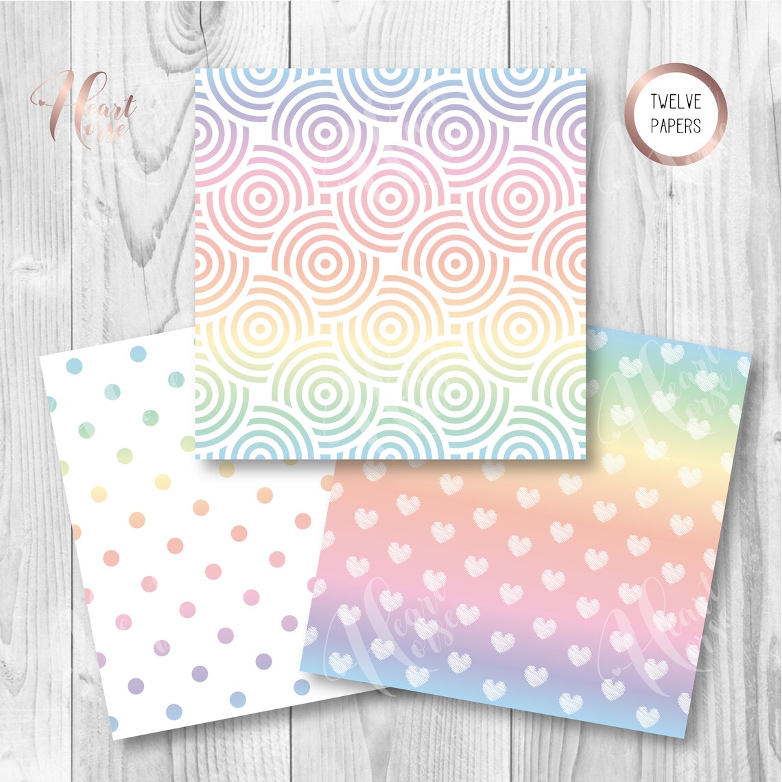 Pastel Rainbow Digital Papers, Luxury Backgrounds, Rainbow Texture ...