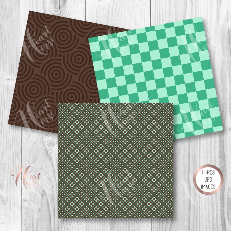 Mint Chocolate Digital Papers, Brown and Green Luxury Backgrounds ...