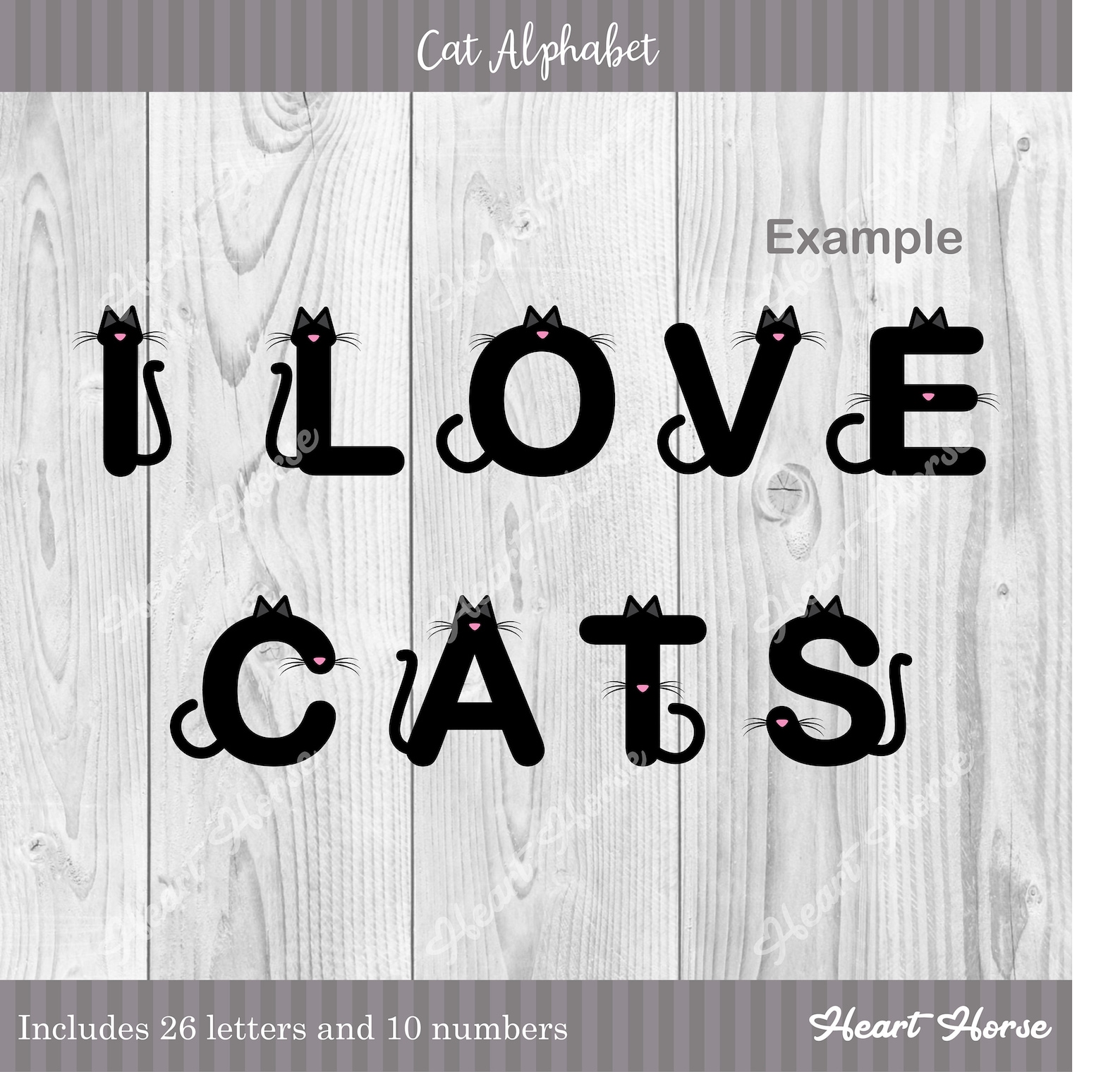 Black Cat Alphabet: Nursery Font, Animal Letters (digital Files) - Etsy