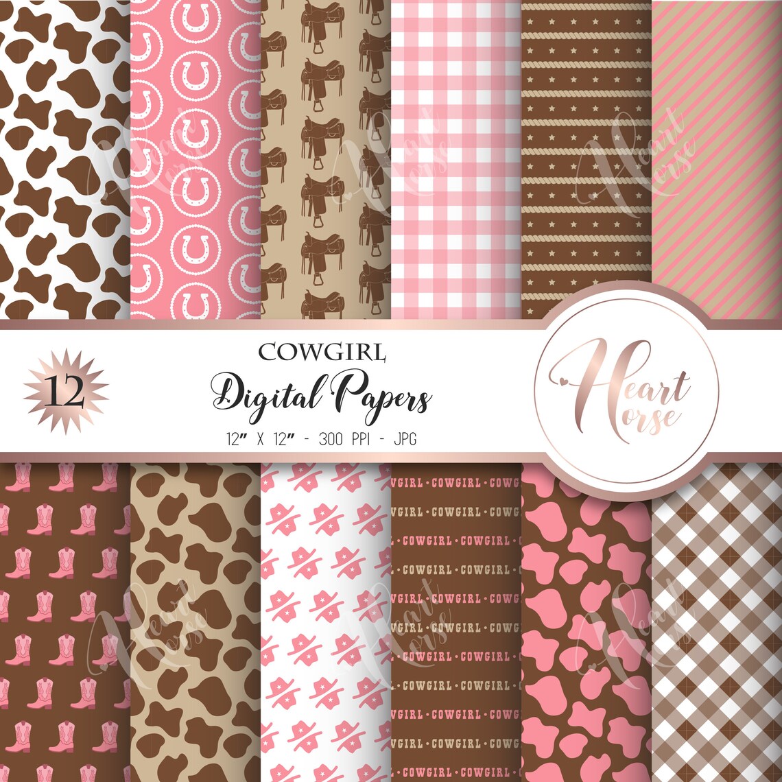 Cowgirl Digital Papers Western Backgrounds Rodeo Textures - Etsy