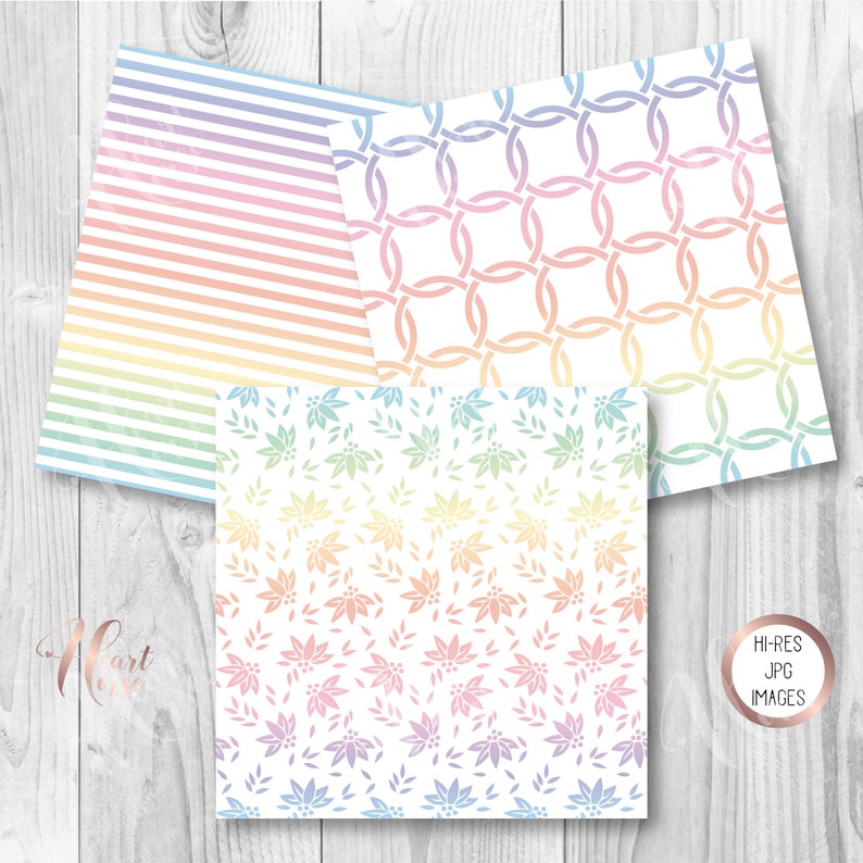 Pastel Rainbow Digital Papers, Luxury Backgrounds, Rainbow Texture ...
