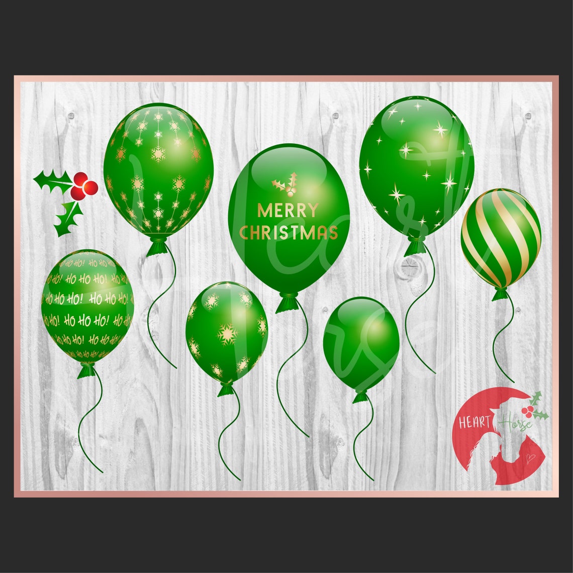 Christmas Balloons Clipart Set, Xmas Decorations, Festive Balloons ...