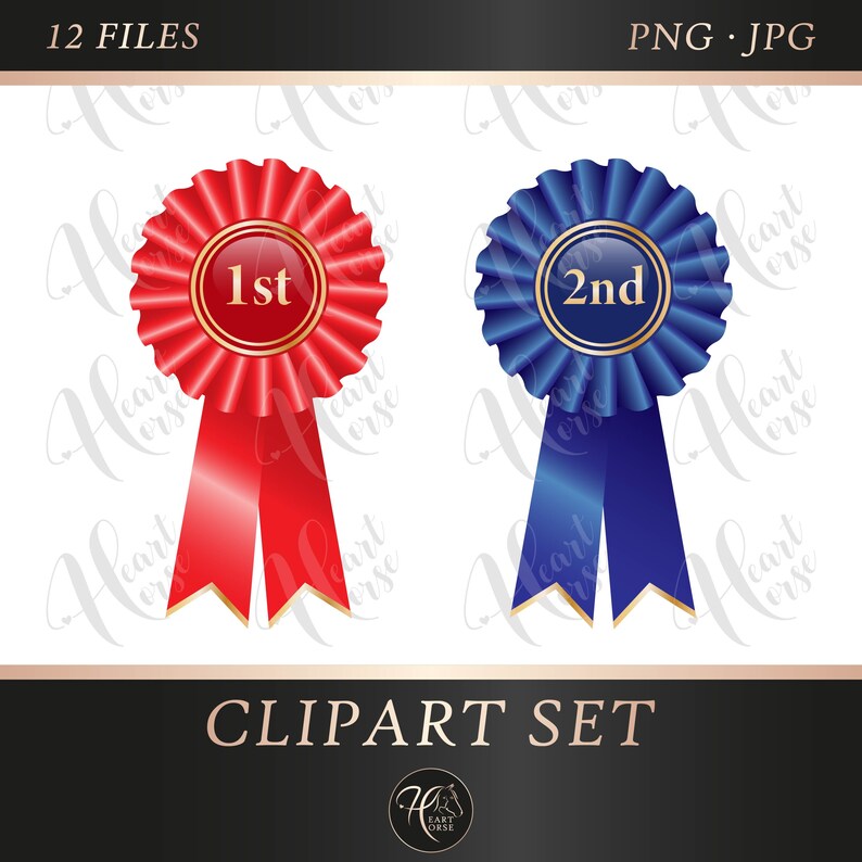 Rosette Clipart, Horse Show Rosettes, Ribbon Clipart, Equestrian ...