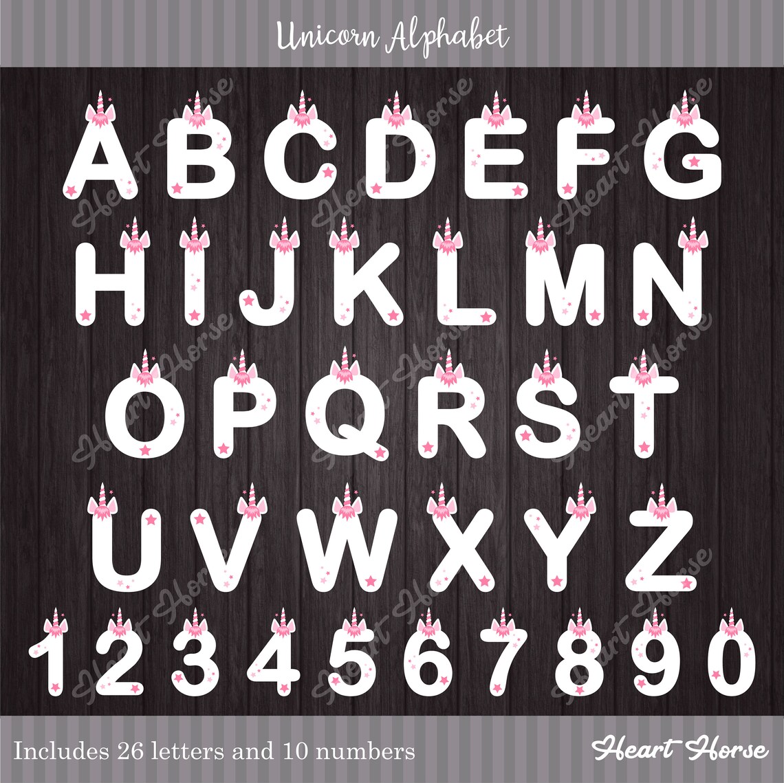 White Unicorn Alphabet Unicorn Svg Unicorn Font Unicorn - Etsy