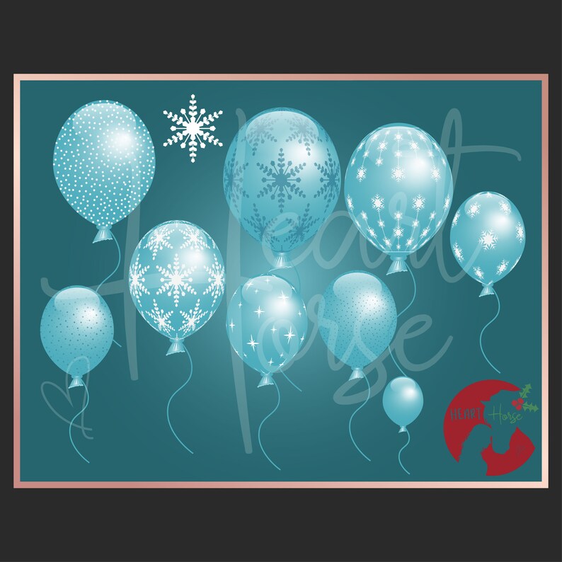 Winter Balloons Clipart Set, Snowflake Decorations, Festive Balloons ...