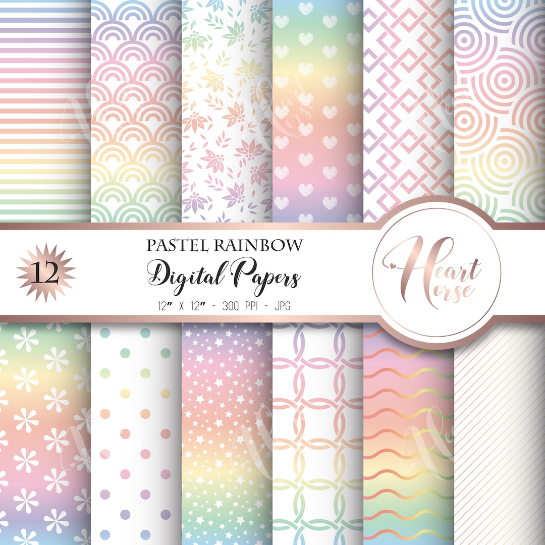 Pastel Rainbow Digital Papers, Luxury Backgrounds, Rainbow Texture ...