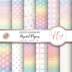 Pastel Rainbow Digital Papers, Luxury Backgrounds, Rainbow Texture ...