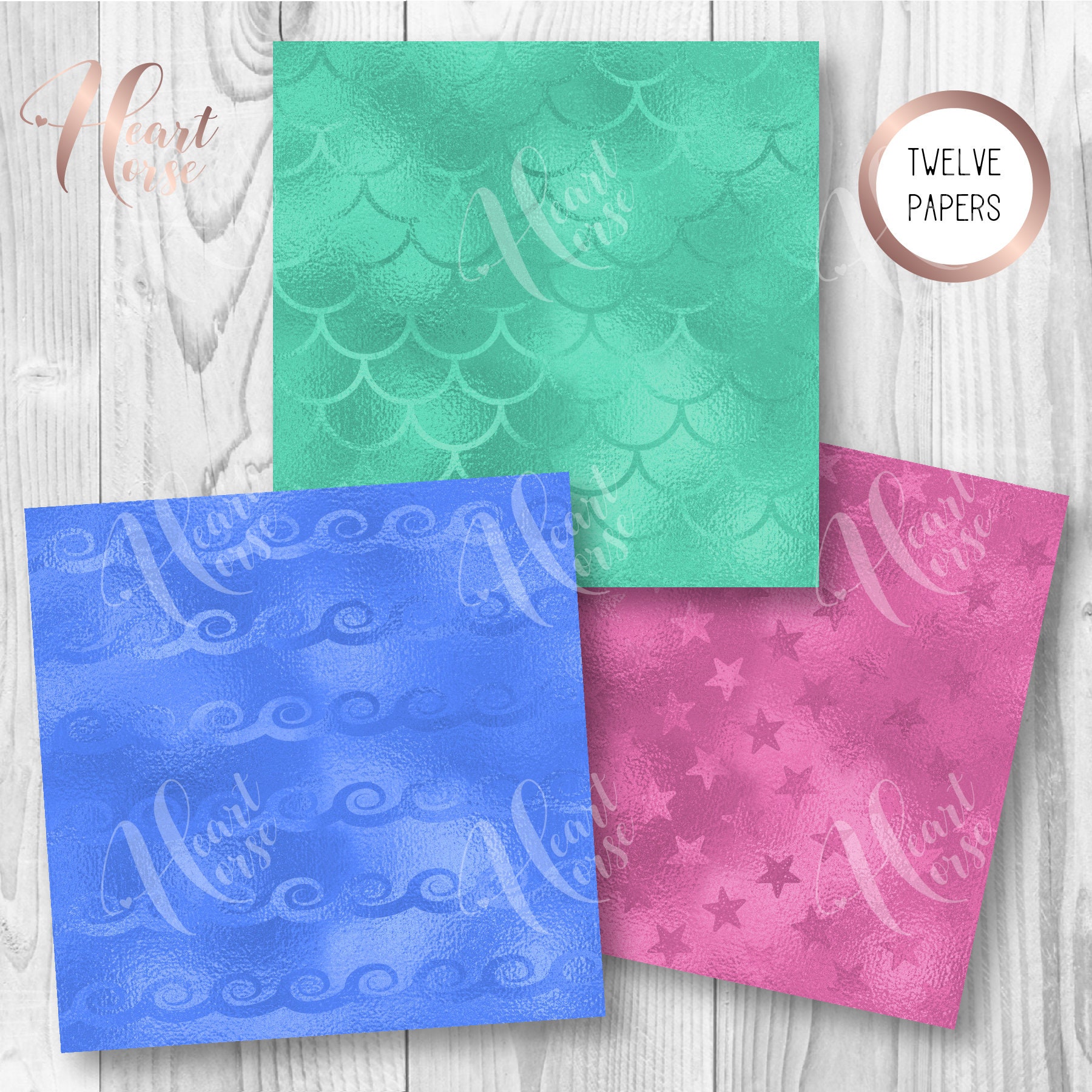 Mermaid Shimmer Digital Papers Seamless Luxury Backgrounds - Etsy