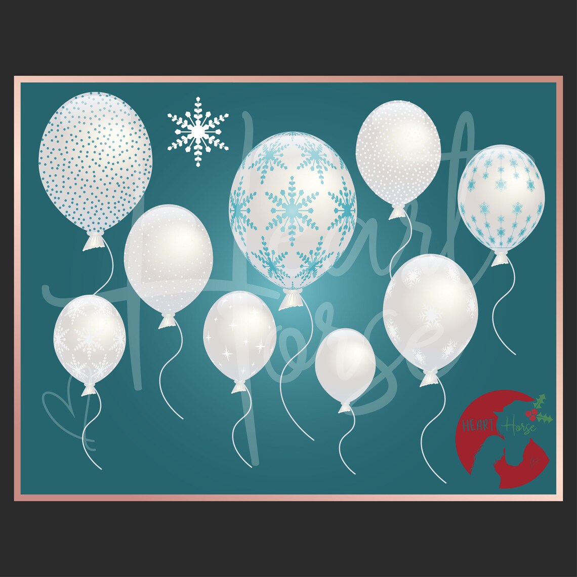 Winter Balloons Clipart Set, Snowflake Decorations, Festive Balloons ...