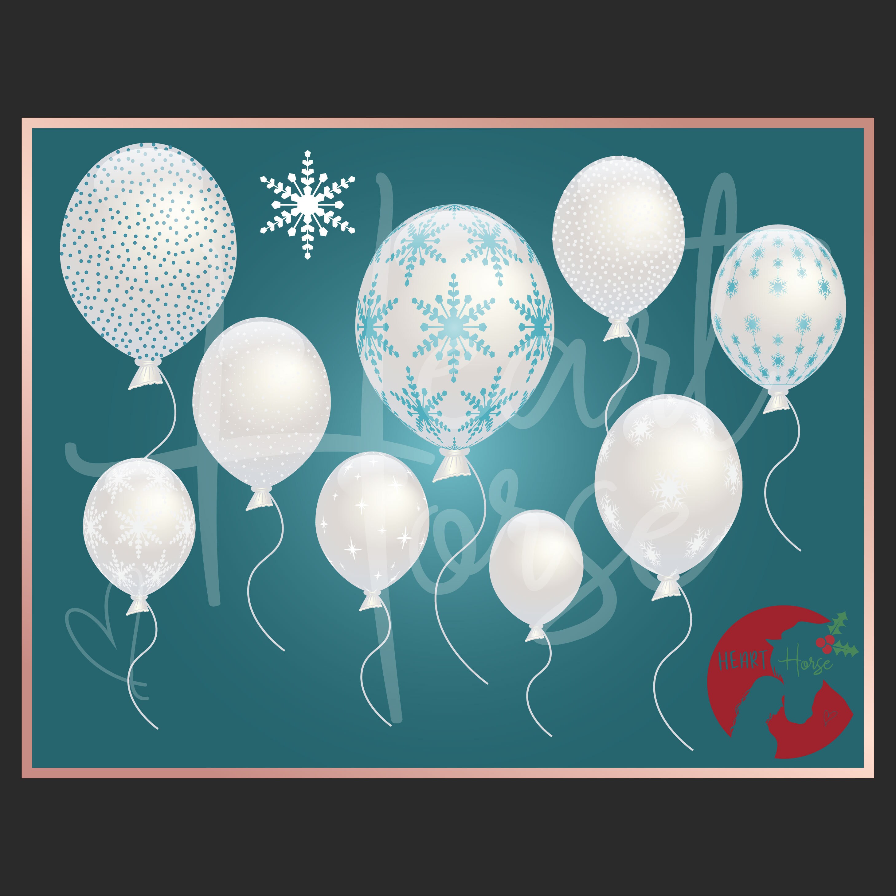 Winter Balloons Clipart Set, Snowflake Decorations, Festive Balloons ...