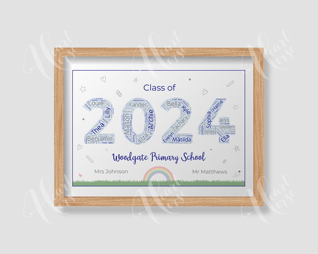 Year 6 Primary School Leavers 2024, Word Art Print, Teacher Gift ...
