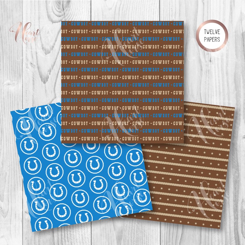 Cowboy Digital Papers, Western Backgrounds, Rodeo Textures, Seamless ...