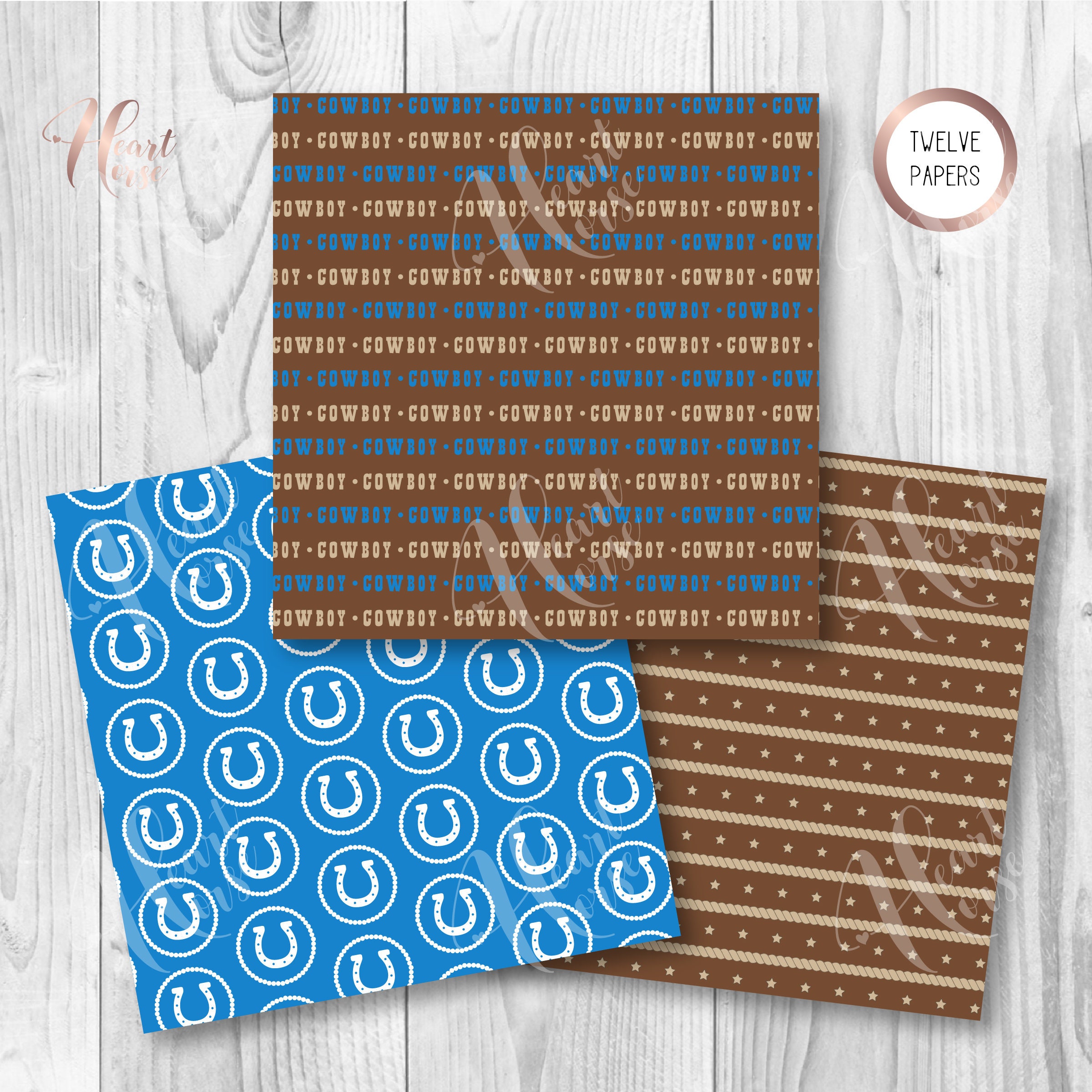 Cowboy Digital Papers, Western Backgrounds, Rodeo Textures, Seamless ...