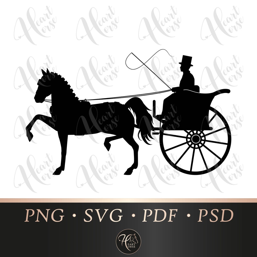 Hackney Horse & Carriage Silhouette SVG: Driving Clipart (digital File ...