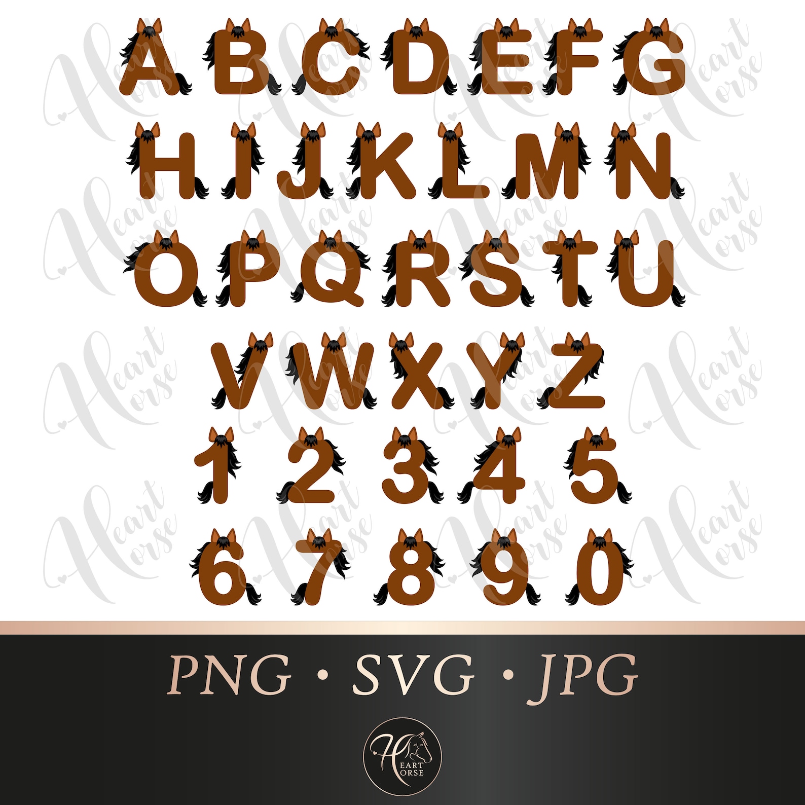 Pony Alphabet, Horse Lettering, Nursery Alphabet, Horse Font ...