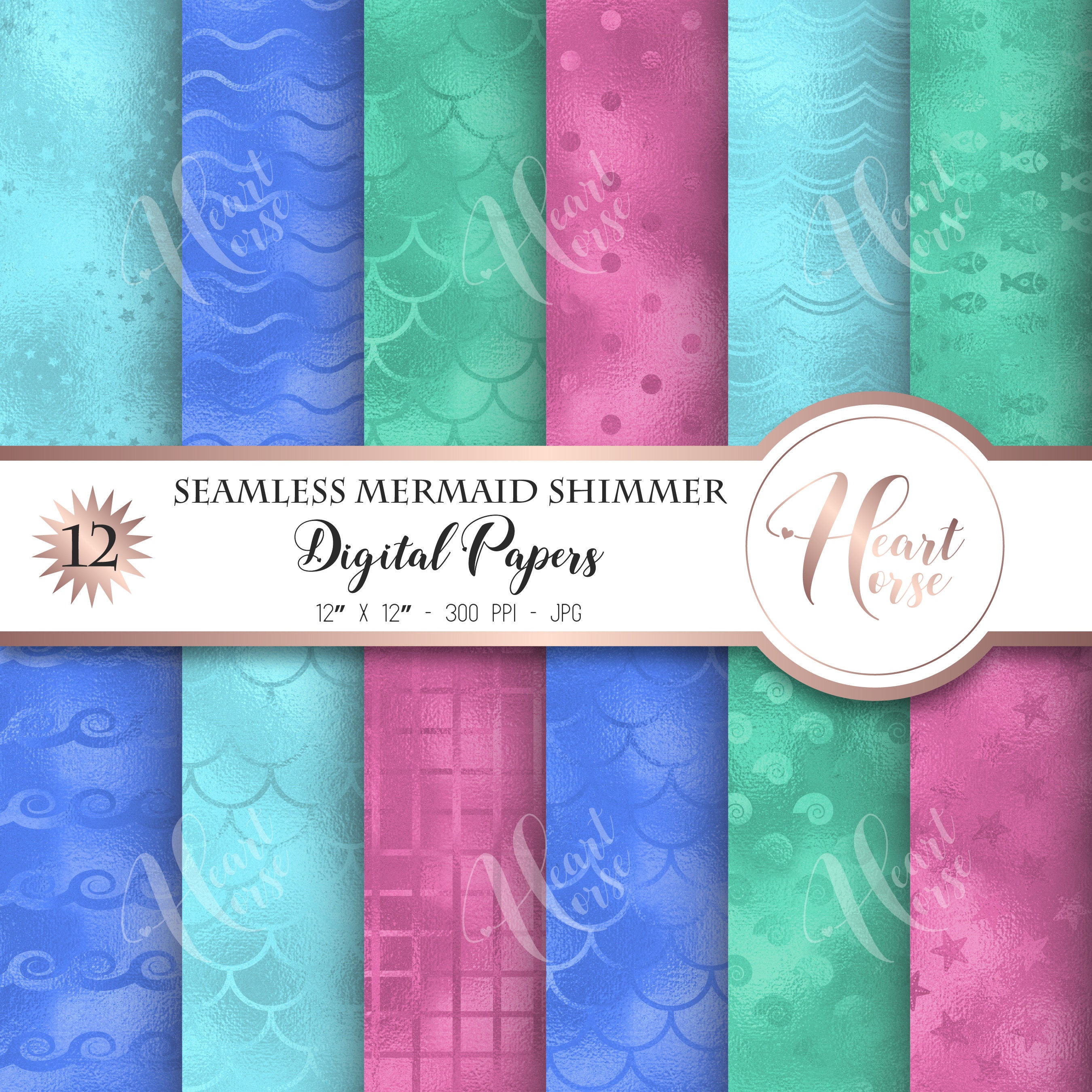 Mermaid Shimmer Digital Papers Seamless Luxury Backgrounds - Etsy