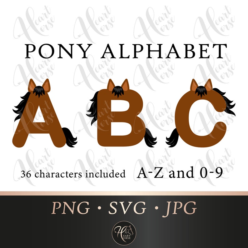 Pony Alphabet, Horse Lettering, Nursery Alphabet, Horse Font ...