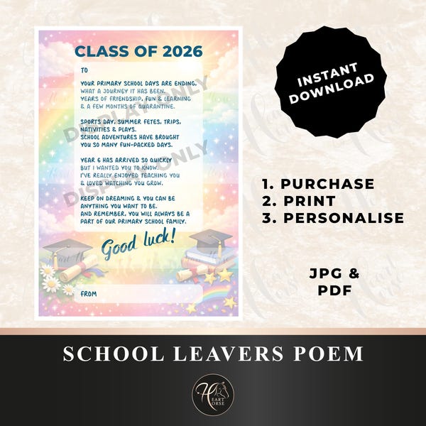 Leavers Year 6 Poem - Etsy UK