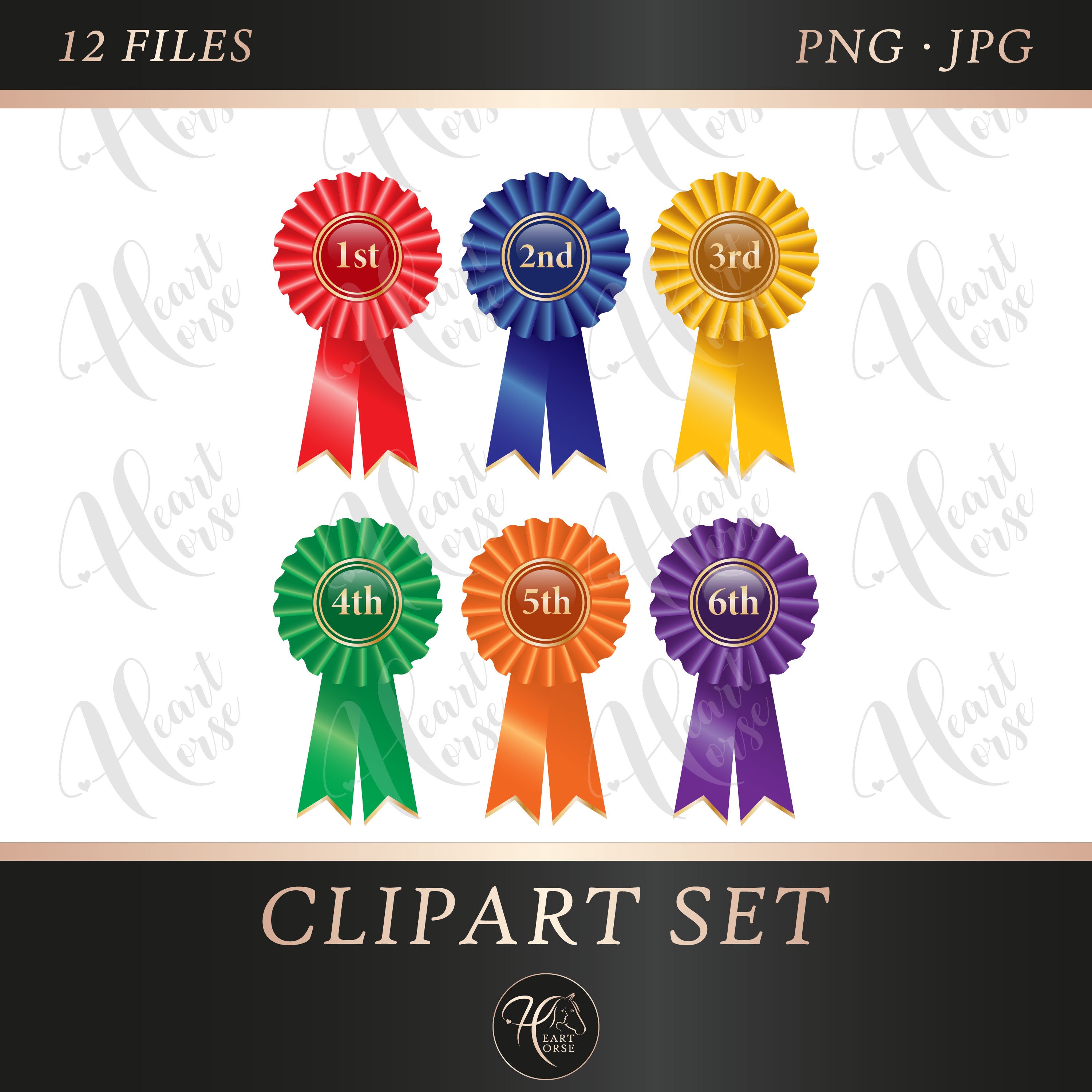 Rosette Clipart Horse Show Rosettes Ribbon Clipart - Etsy