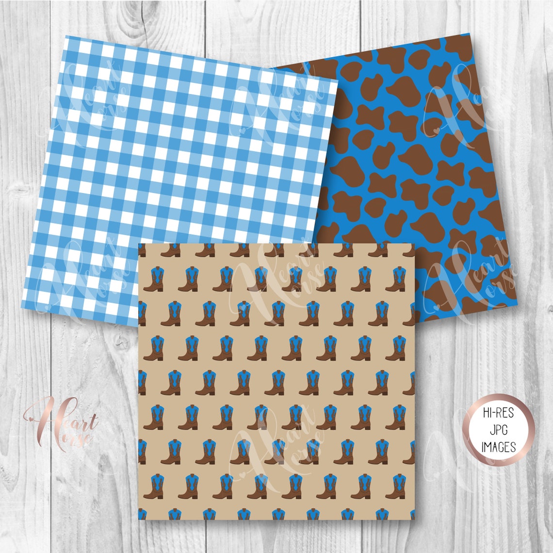 Cowboy Digital Papers, Western Backgrounds, Rodeo Textures, Seamless ...