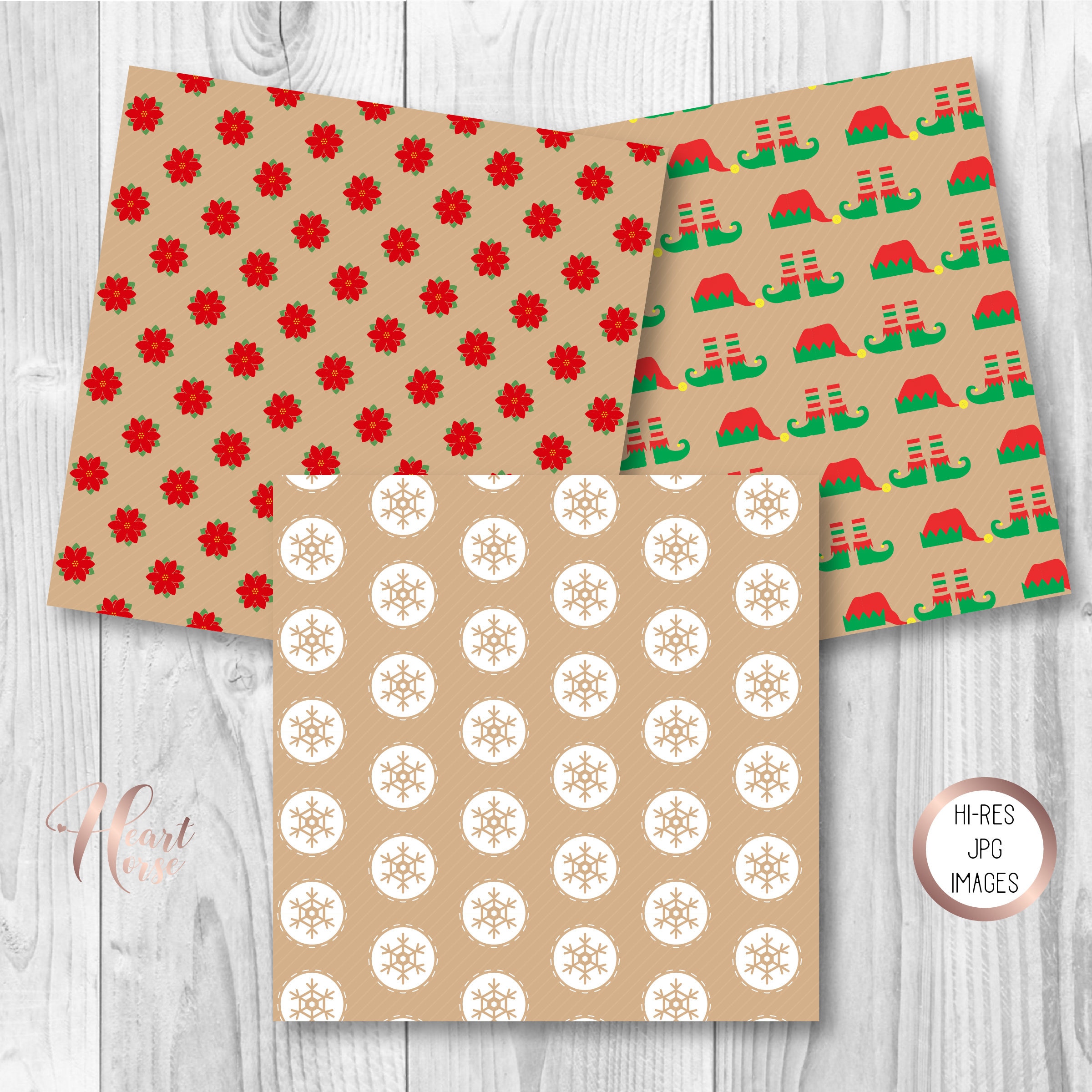 Christmas Digital Papers, Festive Backgrounds, Xmas Textures, Holiday ...
