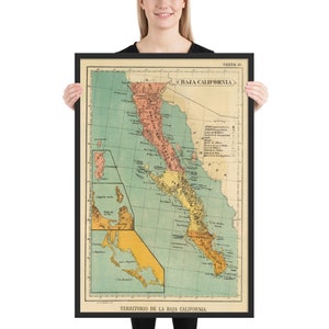 Old Californian Baja Map (1899) Vintage Baja California Peninsula Atlas ...