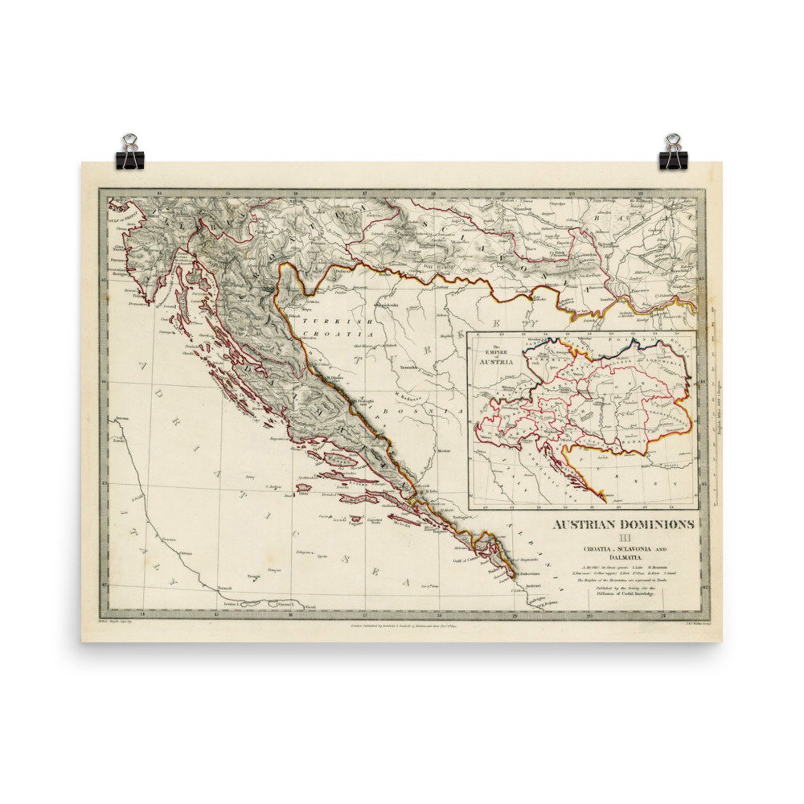 Old Croatia Map (1832) Vintage Adriatic Sea Country Atlas Poster - Etsy