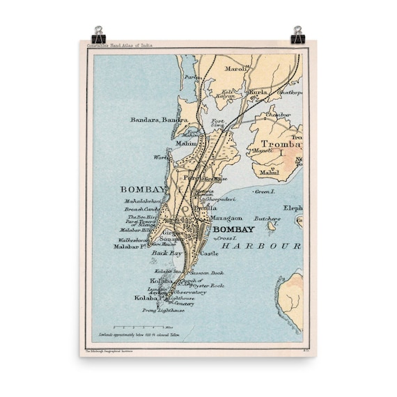 Mumbai Map 1893 Old Bombay India Atlas Poster - Etsy