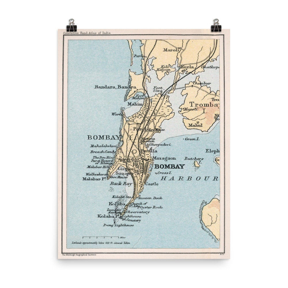 Mumbai Map 1893 Old Bombay India Atlas Poster - Etsy Canada