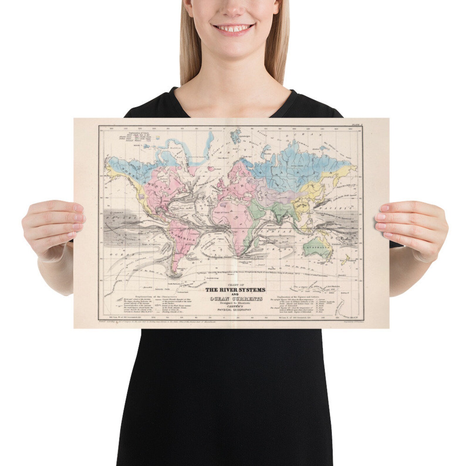 Old World Ocean Currents Map (1856) Vintage Global Nautical & Maritime ...