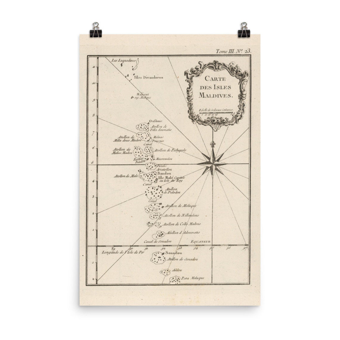Old Maldives Atoll Map (1764) Vintage Maldivian Islands Atlas Poster - Etsy