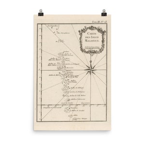 Old Maldives Atoll Map (1764) Vintage Maldivian Islands Atlas Poster - Etsy