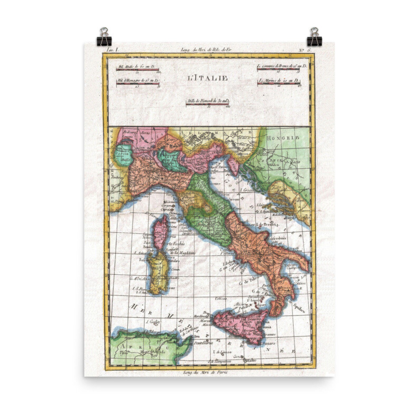 Old Italy Map (1780) Vintage Colorful Italian Map Atlas Poster - Etsy