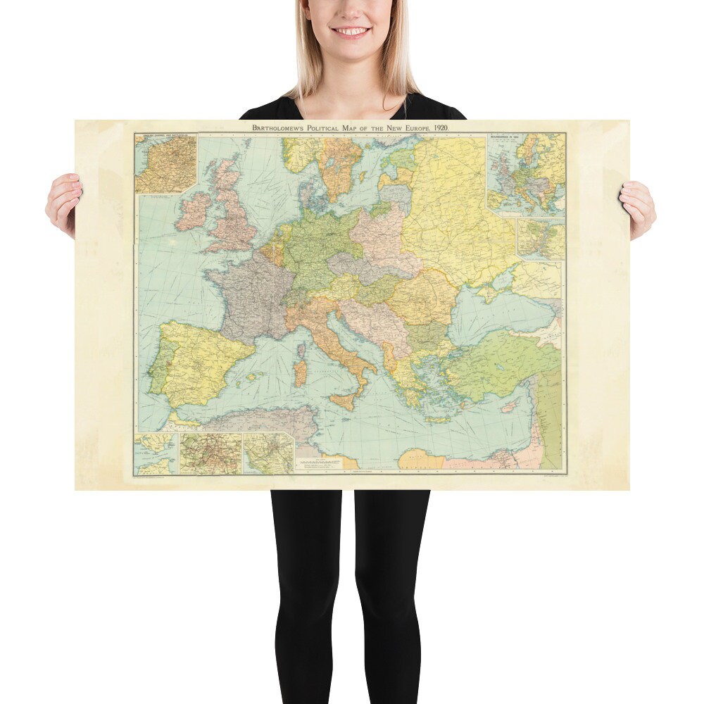 Old Europe Map 1920 Vintage European Counties Atlas Poster | Etsy