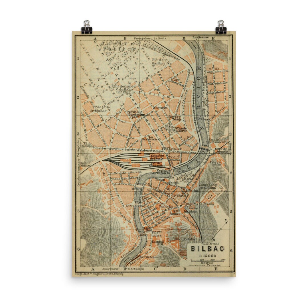 Bilbao Spain Map (1913) Old Basque City Atlas Poster - Etsy