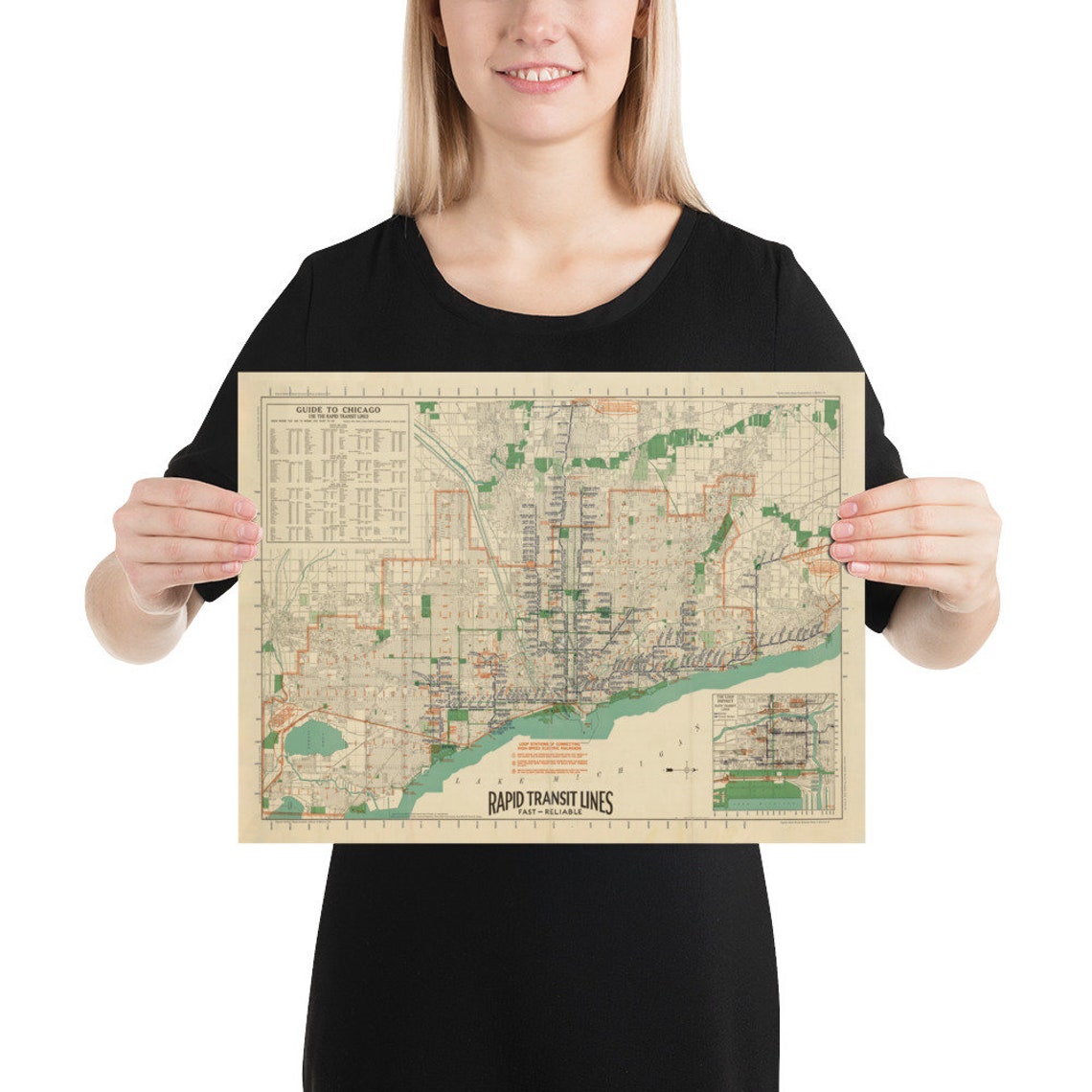 Old Chicago L Railway Map 1926 Vintage Windy City Illinois - Etsy